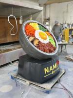 China Giant Bibimbap Stone Bowl Fiberglass Sculpture with Customized Color Built-in LED Light and UV-Resistant Finish for sale