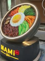China Giant Bibimbap Stone Bowl Fiberglass Sculpture with Customized Color Built-in LED Light and UV-Resistant Finish for sale