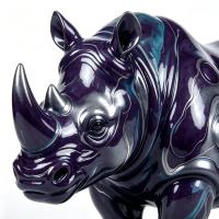 China Marble-Swirl Fiberglass Rhinoceros Sculpture with UV-Proof Performance and Customizable Color for sale