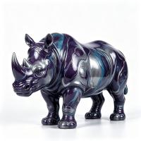 China Marble-Swirl Fiberglass Rhinoceros Sculpture with UV-Proof Performance and Customizable Color for sale