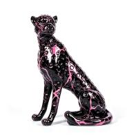 China Black Pink Leopard Fiberglass Sculpture with RGB DMX 512 Lighting for Interactive Public Spaces for sale