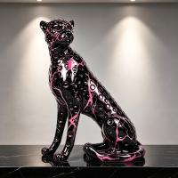 China Black Pink Leopard Fiberglass Sculpture with RGB DMX 512 Lighting for Interactive Public Spaces for sale