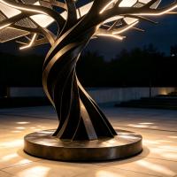 China Outdoor Twisted Irregular Abstract Tree Sculpture Landscape Light with High Density Reinforced Fiberglass IP65 Waterproof and LED Light Source for sale