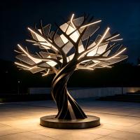 China Outdoor Twisted Irregular Abstract Tree Sculpture Landscape Light with High Density Reinforced Fiberglass IP65 Waterproof and LED Light Source for sale