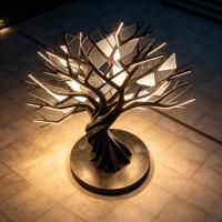 China Outdoor Twisted Irregular Abstract Tree Sculpture Landscape Light with High Density Reinforced Fiberglass IP65 Waterproof and LED Light Source for sale