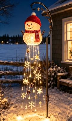 China High Solar Hanging Snowman Christmas Tassel Light with Waterproof IP65 and RGB DMX 512 Dynamic Sculpture for sale