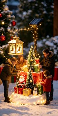 China Solar Powered Weather Resistant Santa Lantern Decoration with 15W LED Lights for Outdoor Festive Display for sale
