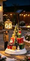 China Solar Powered Weather Resistant Santa Lantern Decoration with 15W LED Lights for Outdoor Festive Display for sale
