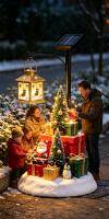 China Solar Powered Weather Resistant Santa Lantern Decoration with 15W LED Lights for Outdoor Festive Display for sale