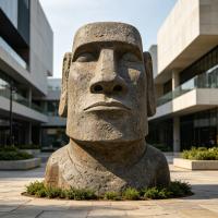 China 3M Outdoor Fiberglass Moai Statue Giant Sculpture UV-Resistant and Customizable Size for Public Decoration for sale