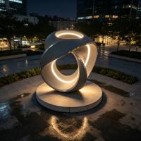 China Original LED Ring Sculpture with Double-Curved Streamline Design and IP65 Waterproof Integrated Light Strips for Landscape Art for sale