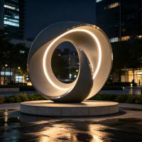 China Original LED Ring Sculpture with Double-Curved Streamline Design and IP65 Waterproof Integrated Light Strips for Landscape Art for sale