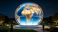 China LED Illuminated FRP World Globe Sculpture with Stainless Steel Frame for Outdoor Landmarks for sale