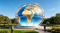 China LED Illuminated FRP World Globe Sculpture with Stainless Steel Frame for Outdoor Landmarks for sale