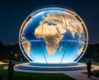 China LED Illuminated FRP World Globe Sculpture with Stainless Steel Frame for Outdoor Landmarks for sale