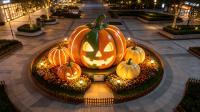 China Halloween Large Pumpkin LED Light Sculpture with Fiberglass Resin IP65 Waterproof and 2.5 Meters Height for sale