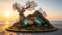 China Large Outdoor Illuminated Corten Steel Deer Sculpture with Waterproof IP65 and Customizable Design for sale