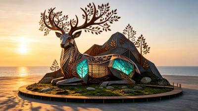 China Large Outdoor Illuminated Corten Steel Deer Sculpture with Waterproof IP65 and Customizable Design for sale