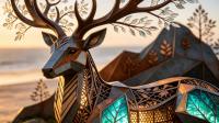 China Large Outdoor Illuminated Corten Steel Deer Sculpture with Waterproof IP65 and Customizable Design for sale