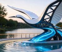 China Customized Stainless Steel Sculpture with LED Light Strips for Outdoor Weather Resistance for sale