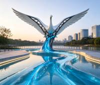 China Customized Stainless Steel Sculpture with LED Light Strips for Outdoor Weather Resistance for sale