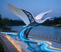 China Customized Stainless Steel Sculpture with LED Light Strips for Outdoor Weather Resistance for sale