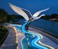 China Customized Stainless Steel Sculpture with LED Light Strips for Outdoor Weather Resistance for sale