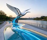China Customized Stainless Steel Sculpture with LED Light Strips for Outdoor Weather Resistance for sale