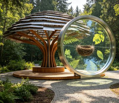 China Custom Tree Pavilion Art Installation with Stainless Steel Framing and Weather Resistant FRP for sale