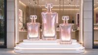 China Giant Fiberglass Perfume Bottle Sculpture with Customizable LED Lighting and Interactive Function for Premium Window Displays for sale