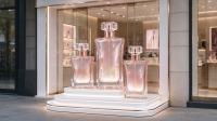 China Giant Fiberglass Perfume Bottle Sculpture with Customizable LED Lighting and Interactive Function for Premium Window Displays for sale