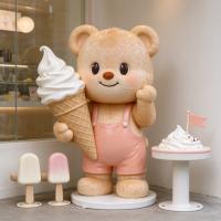 China Life Size Fiberglass Bear Statue with Automotive Grade Paint and Customized Color for Ice Cream Shop Decor for sale