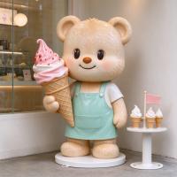 China Life Size Fiberglass Bear Statue with Automotive Grade Paint and Customized Color for Ice Cream Shop Decor for sale