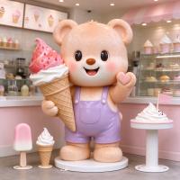 China Life Size Fiberglass Bear Statue with Automotive Grade Paint and Customized Color for Ice Cream Shop Decor for sale