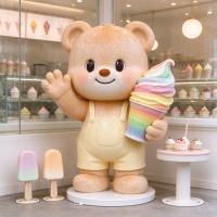 China Life Size Fiberglass Bear Statue with Automotive Grade Paint and Customized Color for Ice Cream Shop Decor for sale