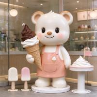 China Life Size Fiberglass Bear Statue with Automotive Grade Paint and Customized Color for Ice Cream Shop Decor for sale