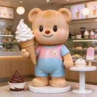 China Life Size Fiberglass Bear Statue with Automotive Grade Paint and Customized Color for Ice Cream Shop Decor for sale