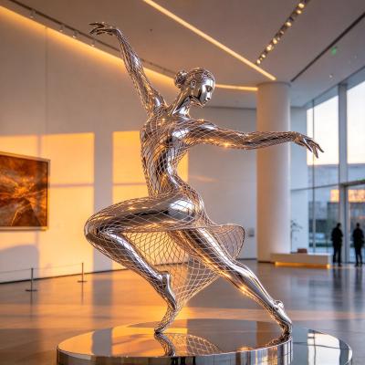 China 15M High Abstract Mesh Human Stainless Steel Sculpture for Outdoor Landscape Art Projects for sale