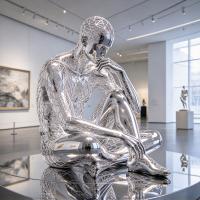 China 15M High Abstract Mesh Human Stainless Steel Sculpture for Outdoor Landscape Art Projects for sale