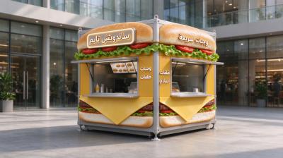 China FRP Themed Hamburger Sandwich Food Kiosk with Stainless Steel Keel Frame and Customized Color for Commercial Catering Booth for sale
