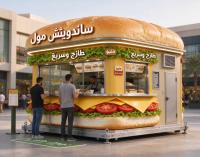 China FRP Themed Hamburger Sandwich Food Kiosk with Stainless Steel Keel Frame and Customized Color for Commercial Catering Booth for sale
