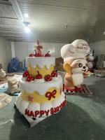 China Giant 3-Tier Birthday Cake Fiberglass Sculpture Weather Resistant Customized Color Fiberglass Statue for Commercial Art Display for sale