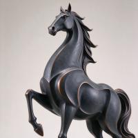 China Abstract Bronze Finish Prancing Pose Horse Sculpture Equine Statue for Luxury Interior Decor for sale