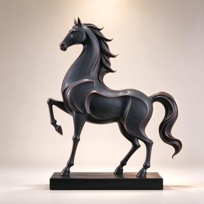 China Abstract Bronze Finish Prancing Pose Horse Sculpture Equine Statue for Luxury Interior Decor for sale