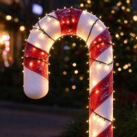 China Weather-Resistant Candy Cane Yard Decoration with Warm White LED and Red and White Spiral Stripes for Outdoor Christmas Displays for sale