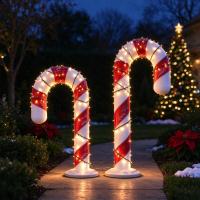 China Weather-Resistant Candy Cane Yard Decoration with Warm White LED and Red and White Spiral Stripes for Outdoor Christmas Displays for sale