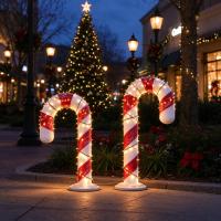 China Weather-Resistant Candy Cane Yard Decoration with Warm White LED and Red and White Spiral Stripes for Outdoor Christmas Displays for sale