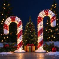 China Weather-Resistant Candy Cane Yard Decoration with Warm White LED and Red and White Spiral Stripes for Outdoor Christmas Displays for sale