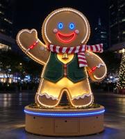 China IP65 Waterproof Gingerbread Man Light Sculpture with Customized Color and Stainless Steel Framework for Outdoor Holiday Displays for sale