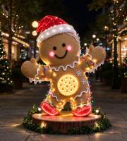 China IP65 Waterproof Gingerbread Man Light Sculpture with Customized Color and Stainless Steel Framework for Outdoor Holiday Displays for sale